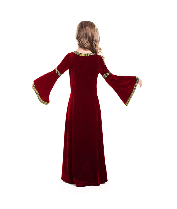Kids Medieval Red Girls Dress Cosplay Costume-Skycostume