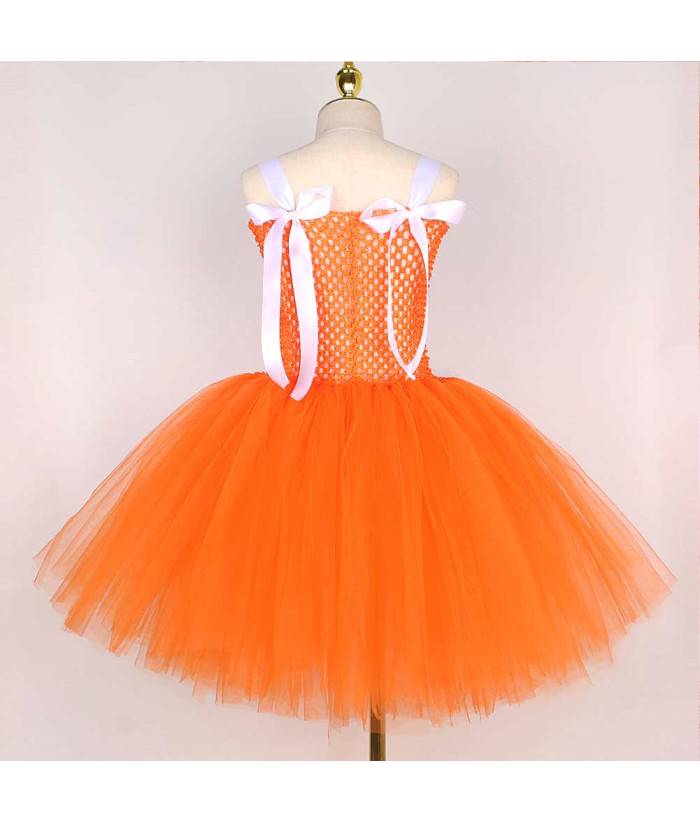 Kids Children Orange Tutu Skirt Fox Halloween Cosplay Costume-Skycostume