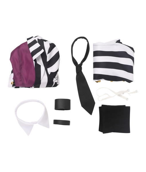 Women Black White Stripe Sexy Outfit Halloween Cosplay Costume-Skycostume