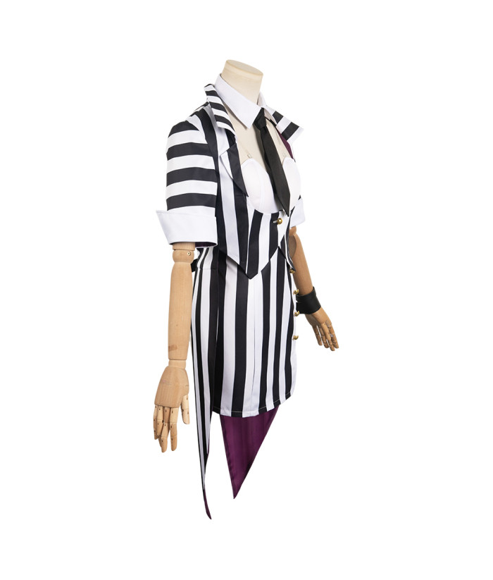 Women Black White Stripe Sexy Outfit Halloween Cosplay Costume-Skycostume