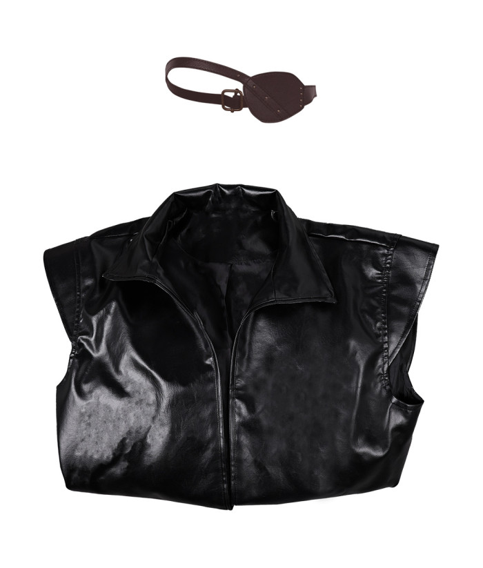 Men Medieval Black Leather Robe with Eyepatch Fantasy World Dragon ...