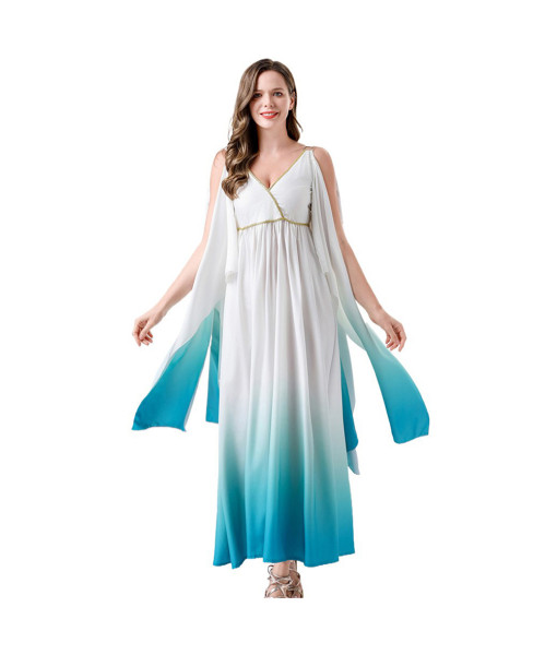 Women Roman Greek Mythology Goddess Blue Gradient Dress Halloween ...