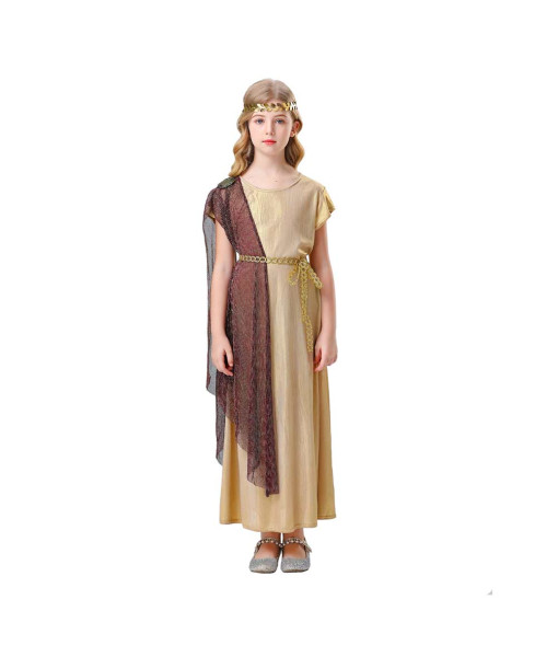 Kids Children Girl Greek Mythology Goddess Toga Royal Outfit Halloween ...