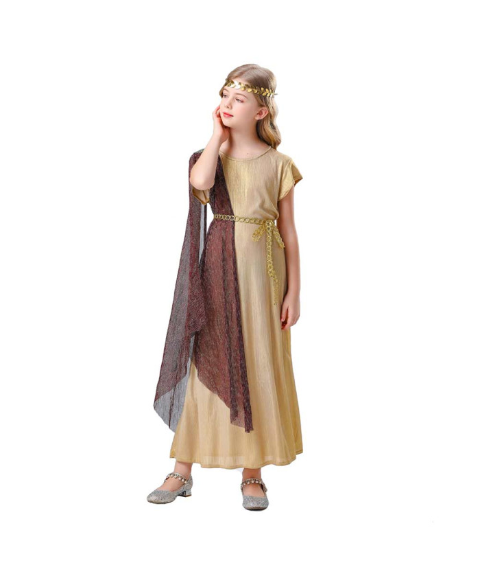 Kids Children Girl Greek Mythology Goddess Toga Royal Outfit Halloween ...