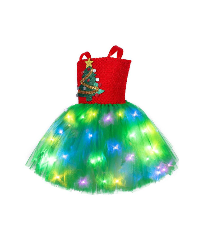 Kids Children Performance Christmas Tree Led Light Tutu Skirt Chirstmas ...