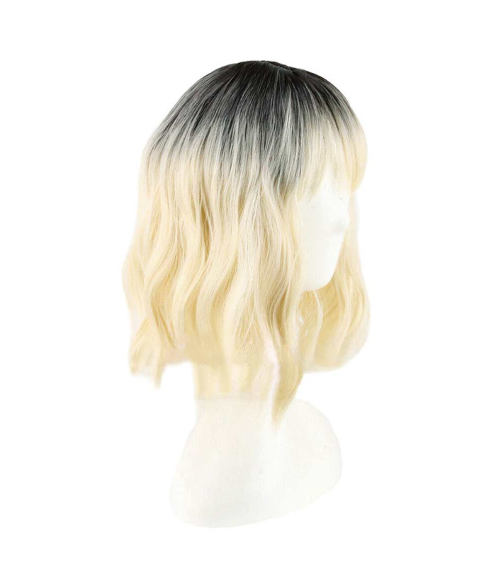 Women Golden Gradated Short Hair Wig Halloween Costume-Skycostume