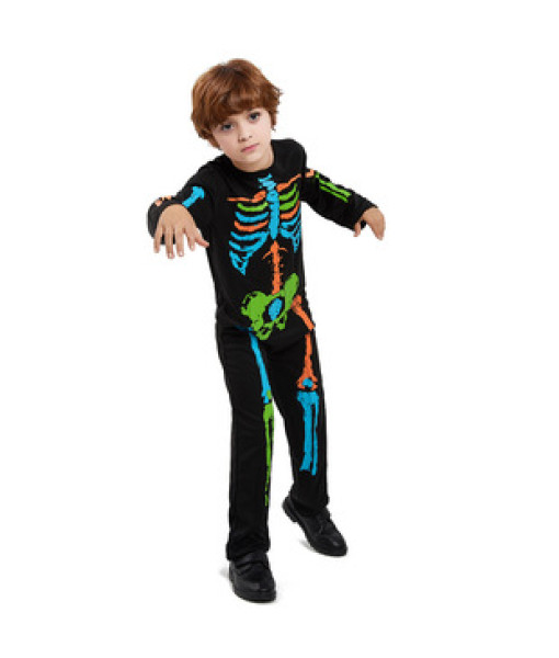 Kids Funky Punky Bones Outfit Day of the Dead Halloween Costume-Skycostume