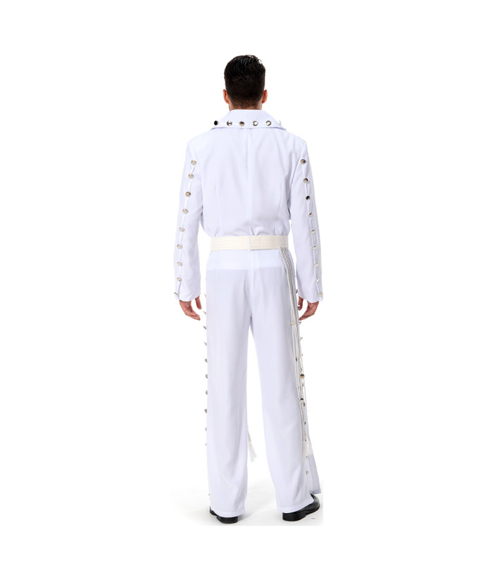 1970s Rockstar White Suit Halloween Costume-Skycostume.com