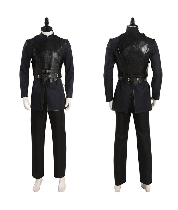 Men Medieval Fantasy Black Combat Uniform Knight Halloween Costume
