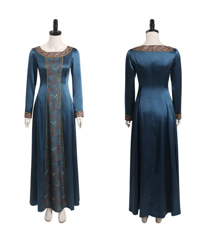 Women Medieval Fantasy Maid Royal Blue Dress Palace Princess Halloween ...