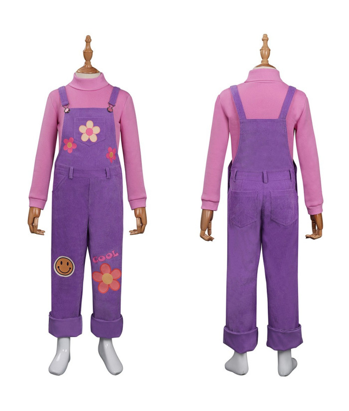 Kids Children Purple Overalls Casual Outfite-skycostume.com