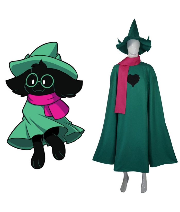 Adult Green Long Robe Heart Printed Witch Halloween Costume-Skycostume.com