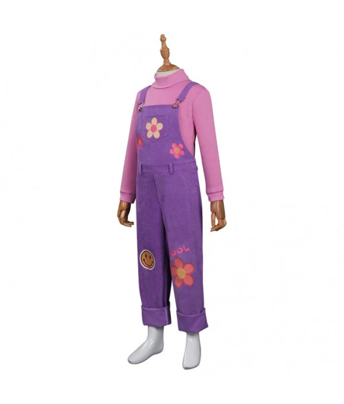 Kids Children Purple Overalls Casual Outfite-skycostume.com