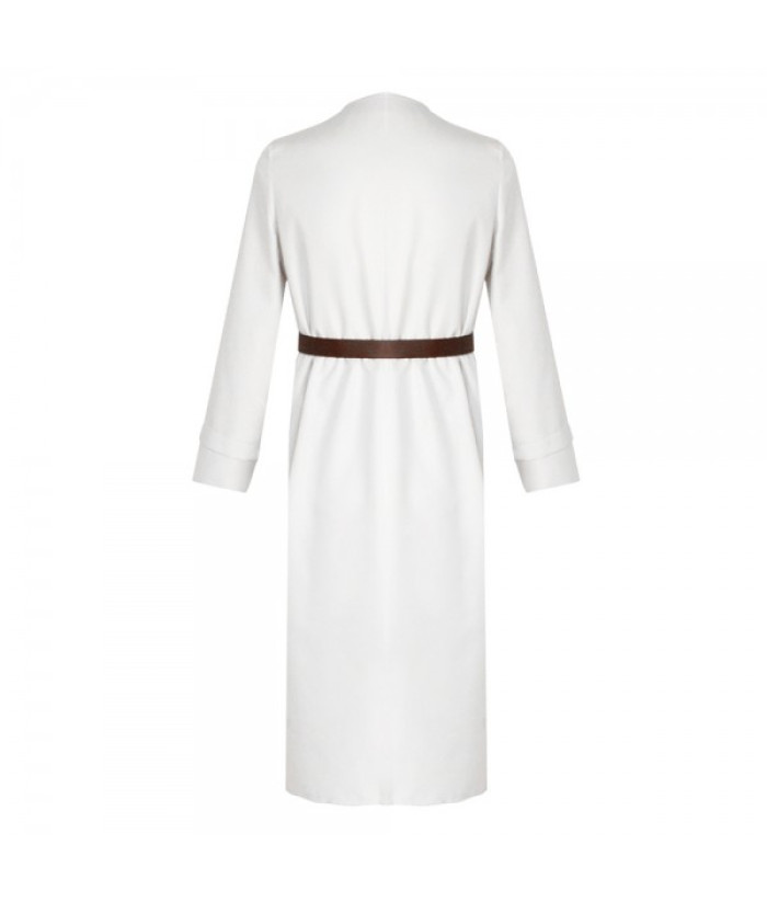 Men Medieval Fantasy Mage Wizard White Robe Halloween Costume-Skycostume