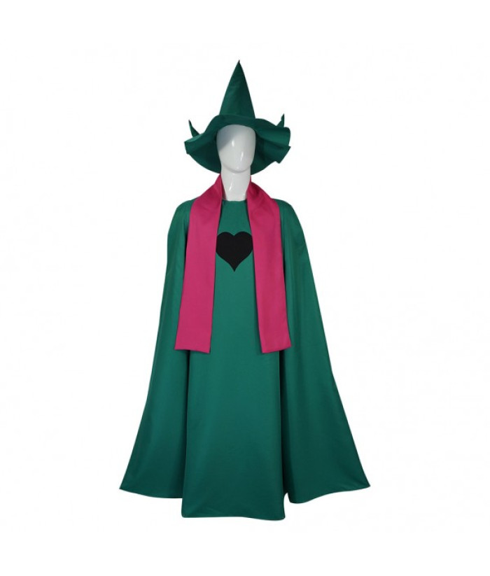 Adult Green Long Robe Heart Printed Witch Halloween Costume-Skycostume.com
