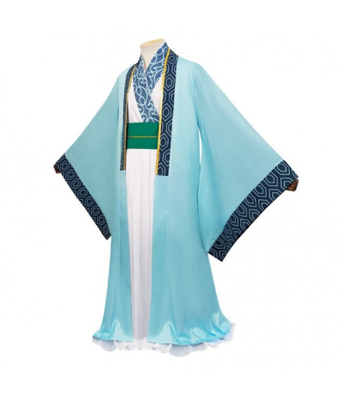 Women Light Blue Hanfu Dress Fullset Halloween Costume-skycostume.com